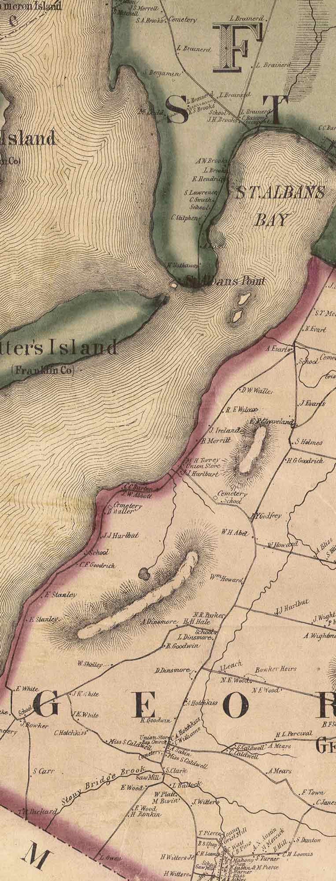 Lake Champlain & the Islands 1857 Map of Towns by Walling | Etsy