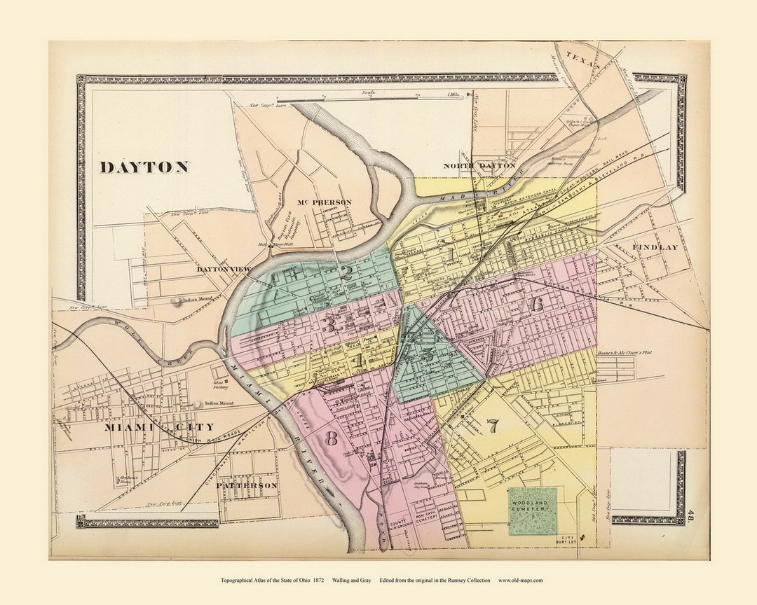 Dayton 1872 Old Town Map Reprint Ohio State Atlas - Etsy