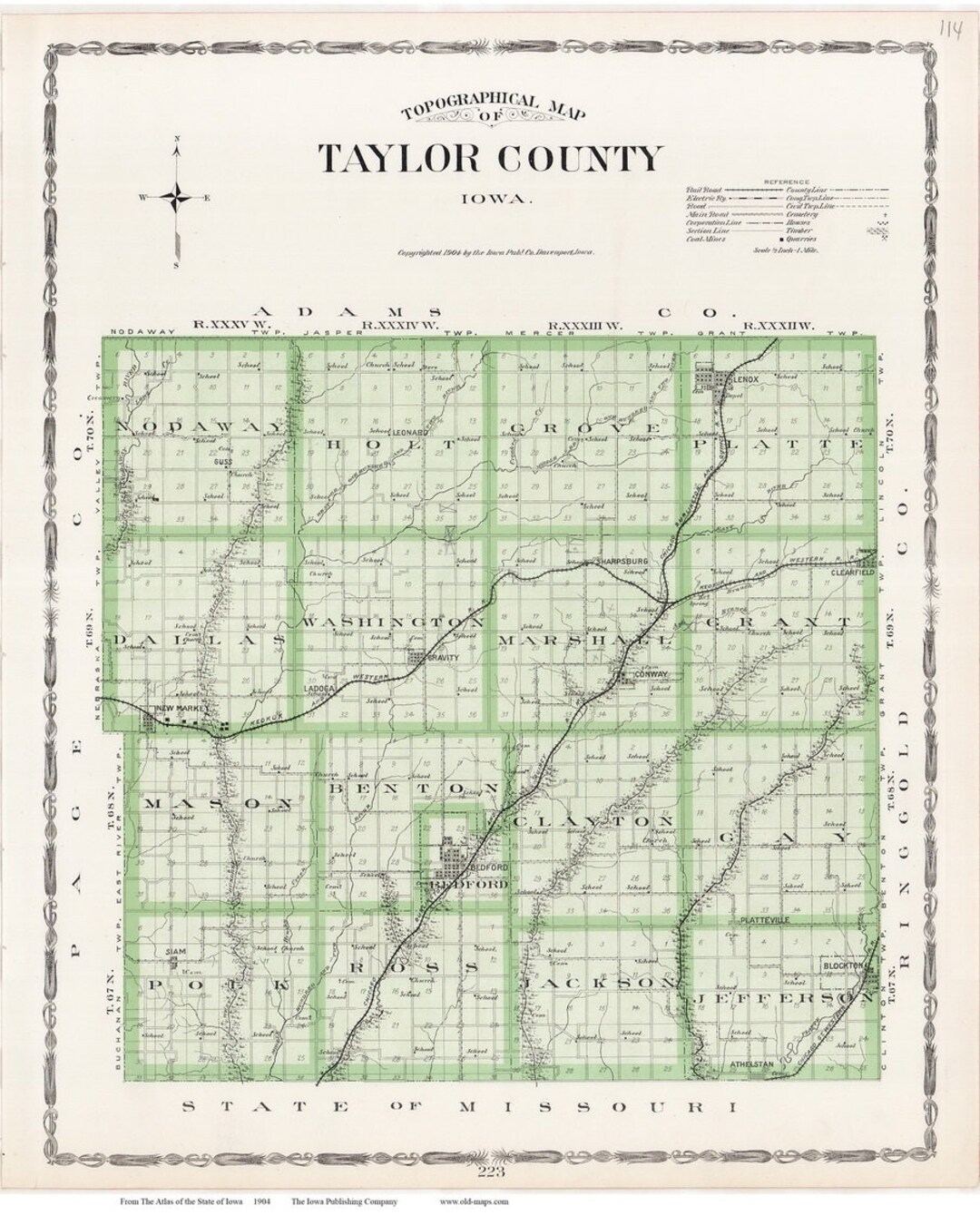 Taylor County 1904 - Old Town Map Reprint - Iowa State Atlas ...