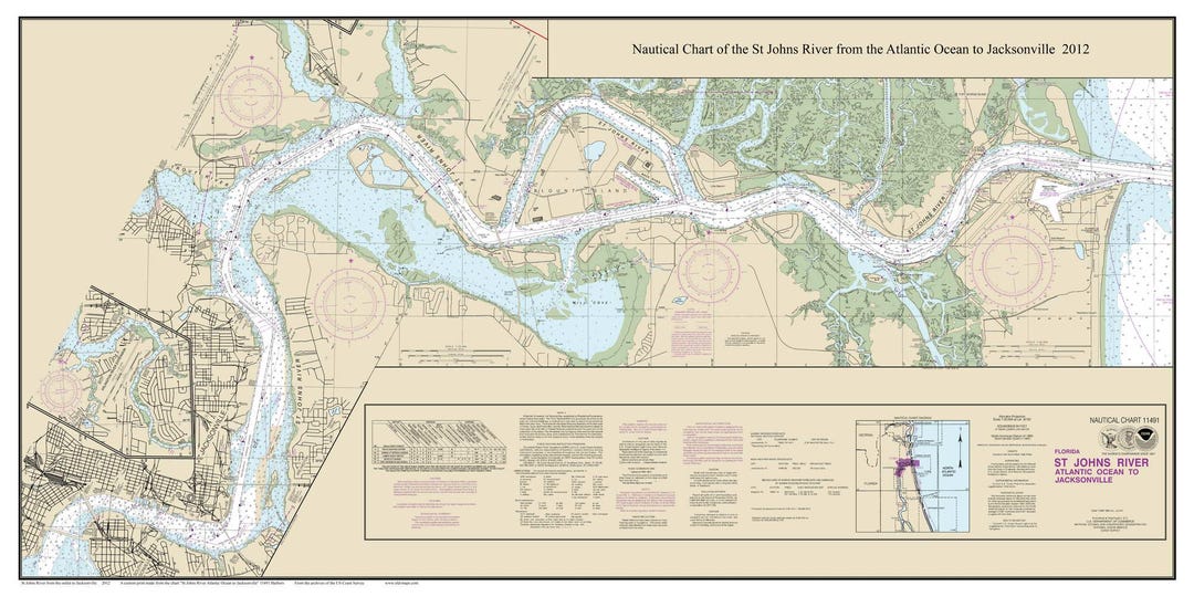 St Johns River Entrance to Jacksonville 2012 - Nautical Map Florida ...