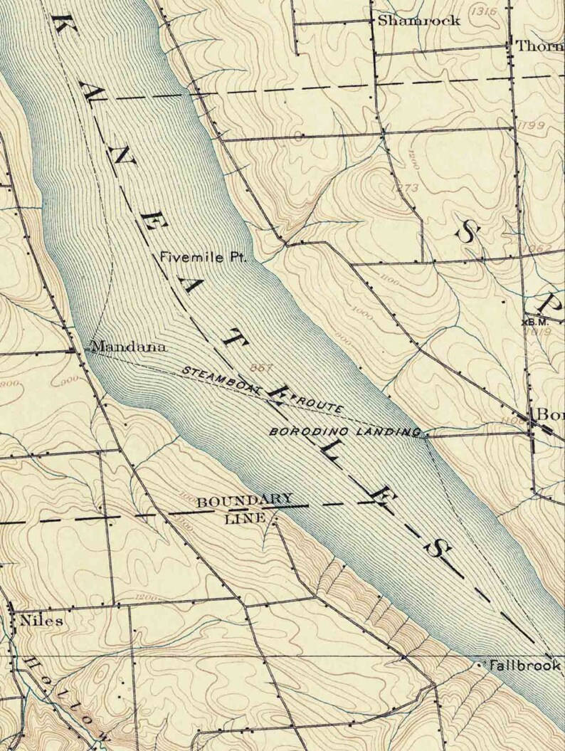 Otisco & Skaneateles Lakes 1902 USGS Old Topographic Map - Etsy