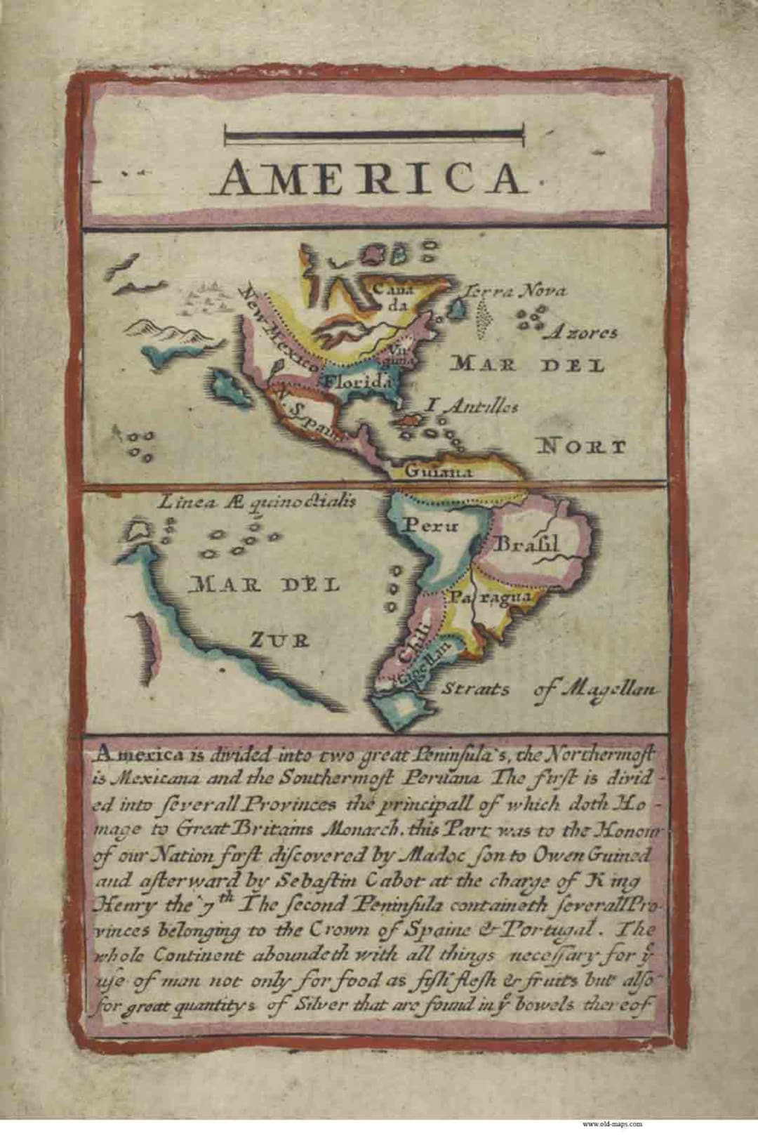 America 1677 - Old Map Reprint South America Northamerica Americas - Etsy