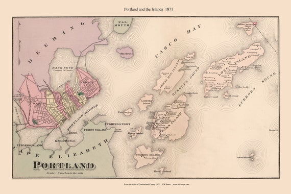 Portland and the Islands 1871 Map Homeowner Names Custom | Etsy