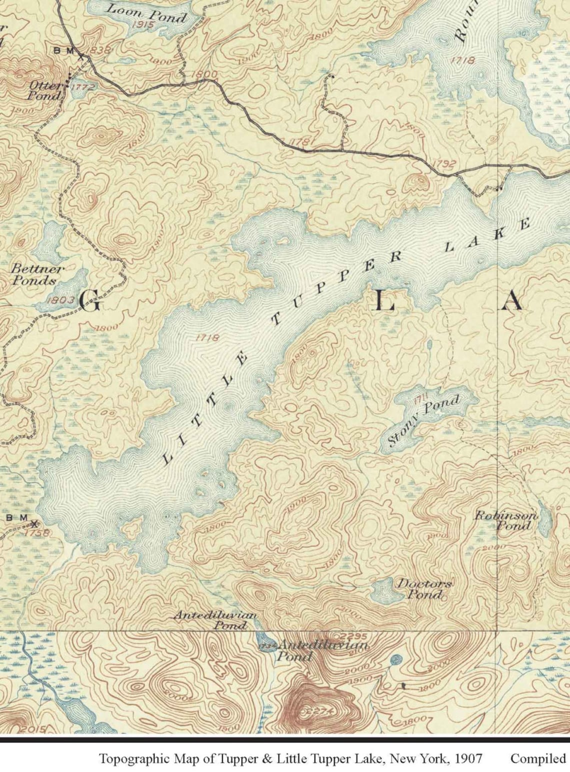 Tupper Lake 1907 USGS Old Topographic Map Little Tupper Lake - Etsy