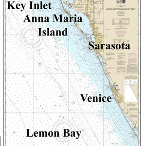 Lemon Bay to Passage Key Inlet 1930 Nautical Map Sarasota Venice Anna ...