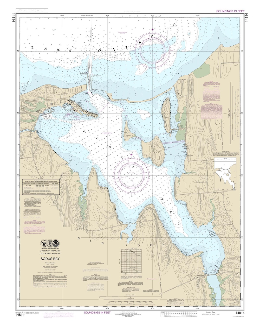 Great Sodus Bay, New York - 2013 Nautical Map - Lake Ontario - Great ...