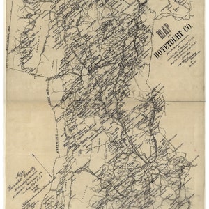 Botetourt & Roanoke Counties Virginia 1865 - 1885 - Wall Map With ...