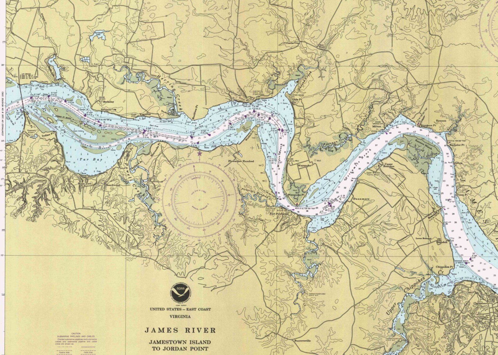 James River Jamestown Island to Jordan Point 1996 Nautical | Etsy