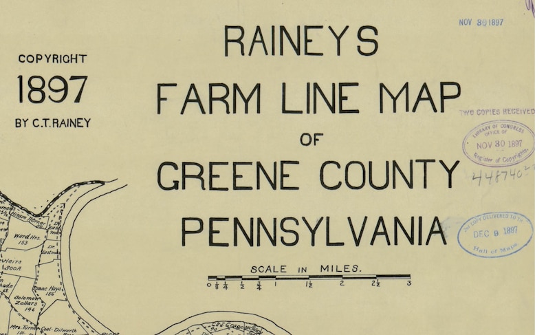 Greene County Pennsylvania 1897 Old Wall Map With Owner | Etsy