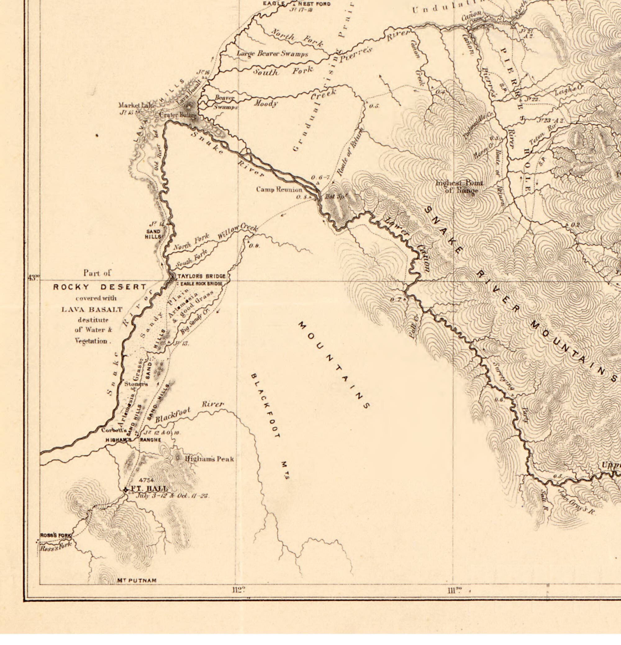 Sources of the Snake River Ca 1870 - Geological Survey Old Map Reprint ...