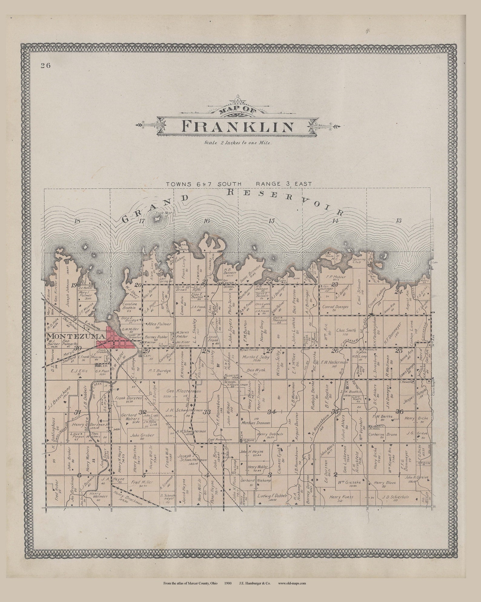 Franklin 1900 Old Town Map With Homeowner Names Ohio Reprint Genealogy ...