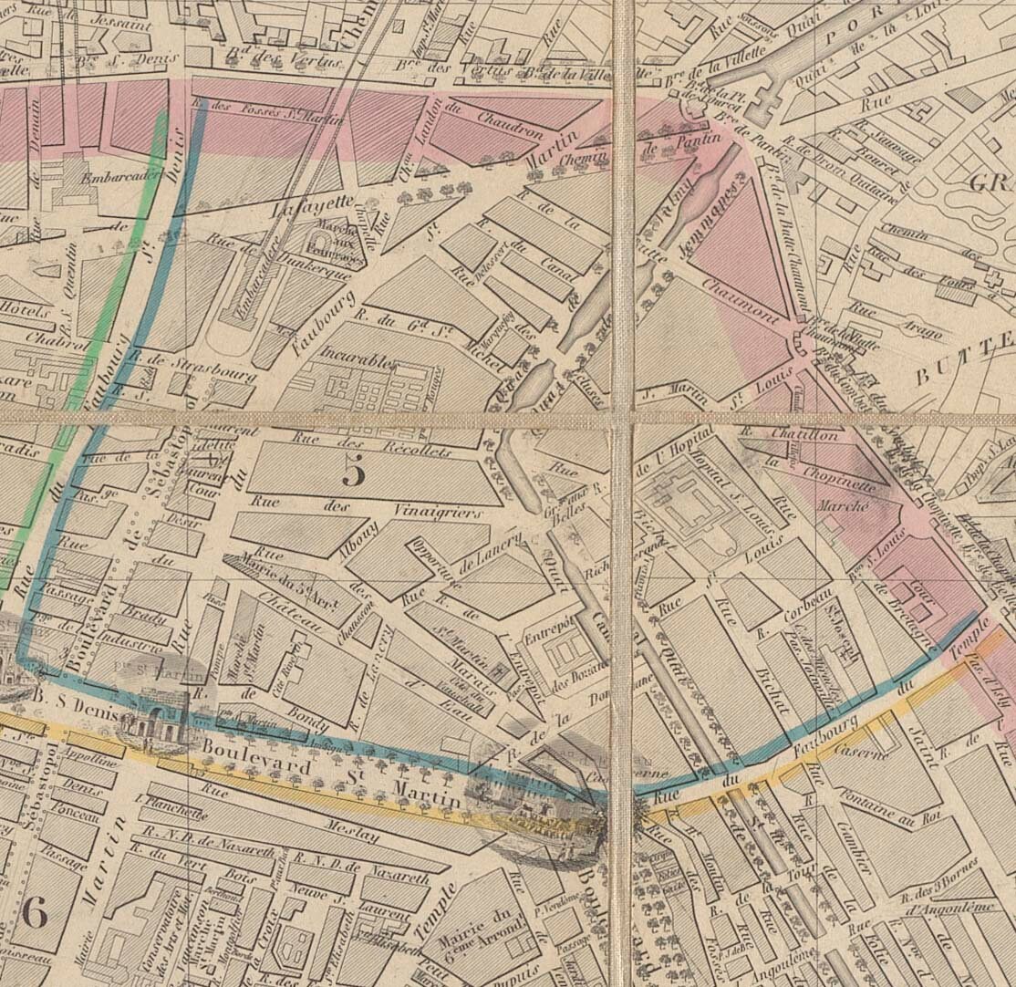 Old Map of Paris 1858 France - Walled City and Outlying Forts -- Street ...