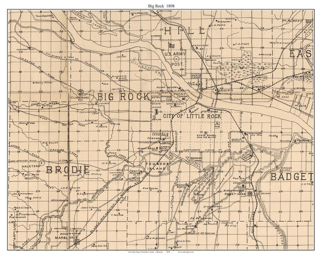 Big Rock 1898 Old Town Map With Homeowner Names - Little Rock ...
