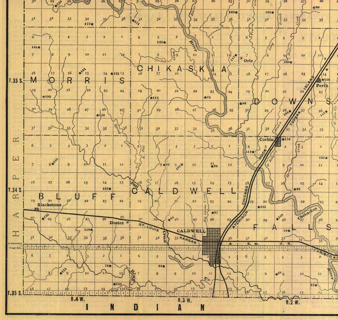Summer County Kansas 1892 Old Wall Map Reprint Landowner - Etsy