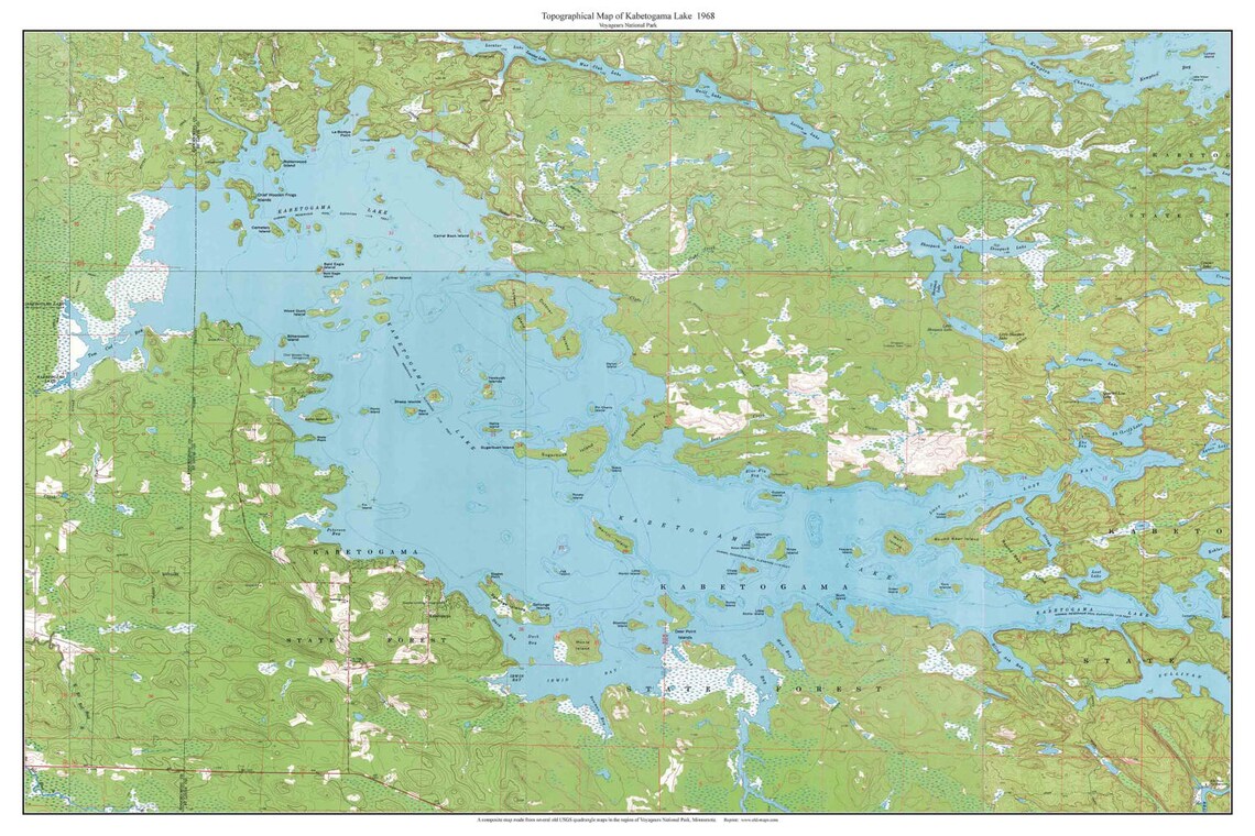 Kabetogama Lake - 1968 - USGS Old Topographic Map Custom Composite ...