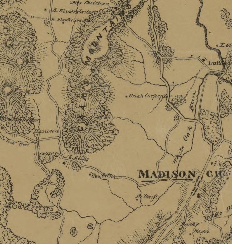 Madison County Virginia 1875 Old Wall Map Homeowner Names - Etsy