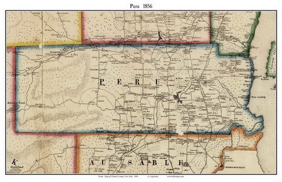 Peru 1856 Old Town Map With Homeowner Names New York the Union | Etsy