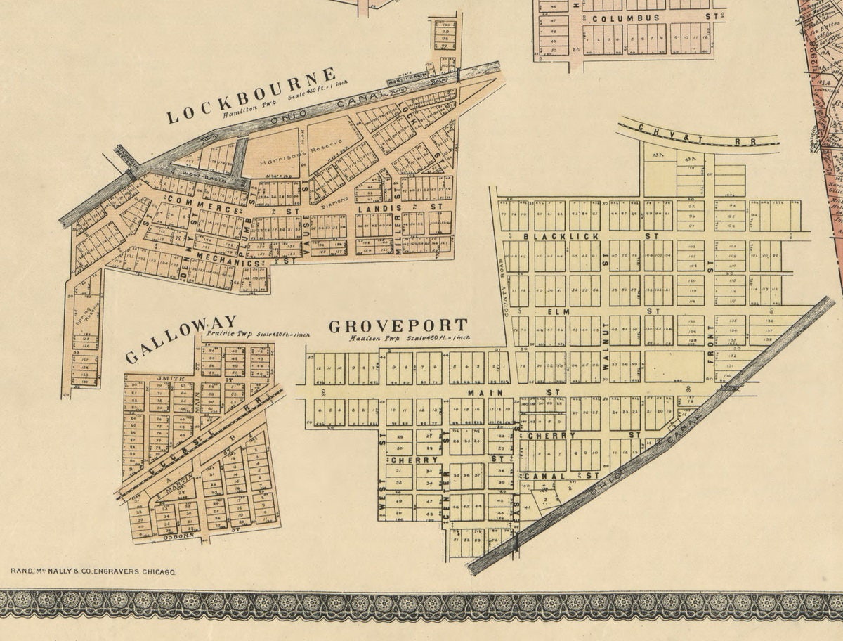 Franklin County Ohio 1895 - Old Wall Map Reprint With Homeowner Names ...