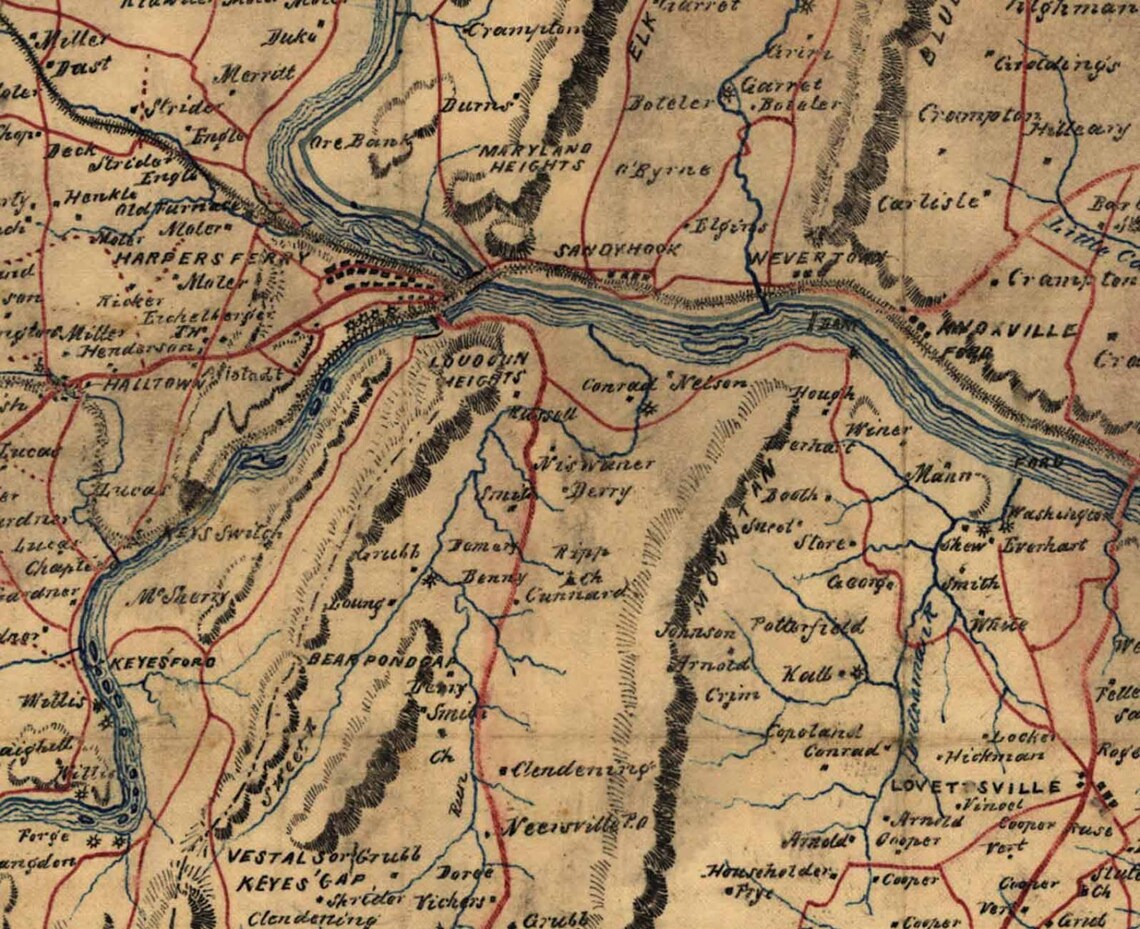 Loudoun County and More Virginia 1864 Old Wall Map With | Etsy