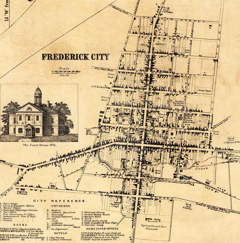 Frederick County Maryland 1858 by Isaac Bond Old Wall Map - Etsy