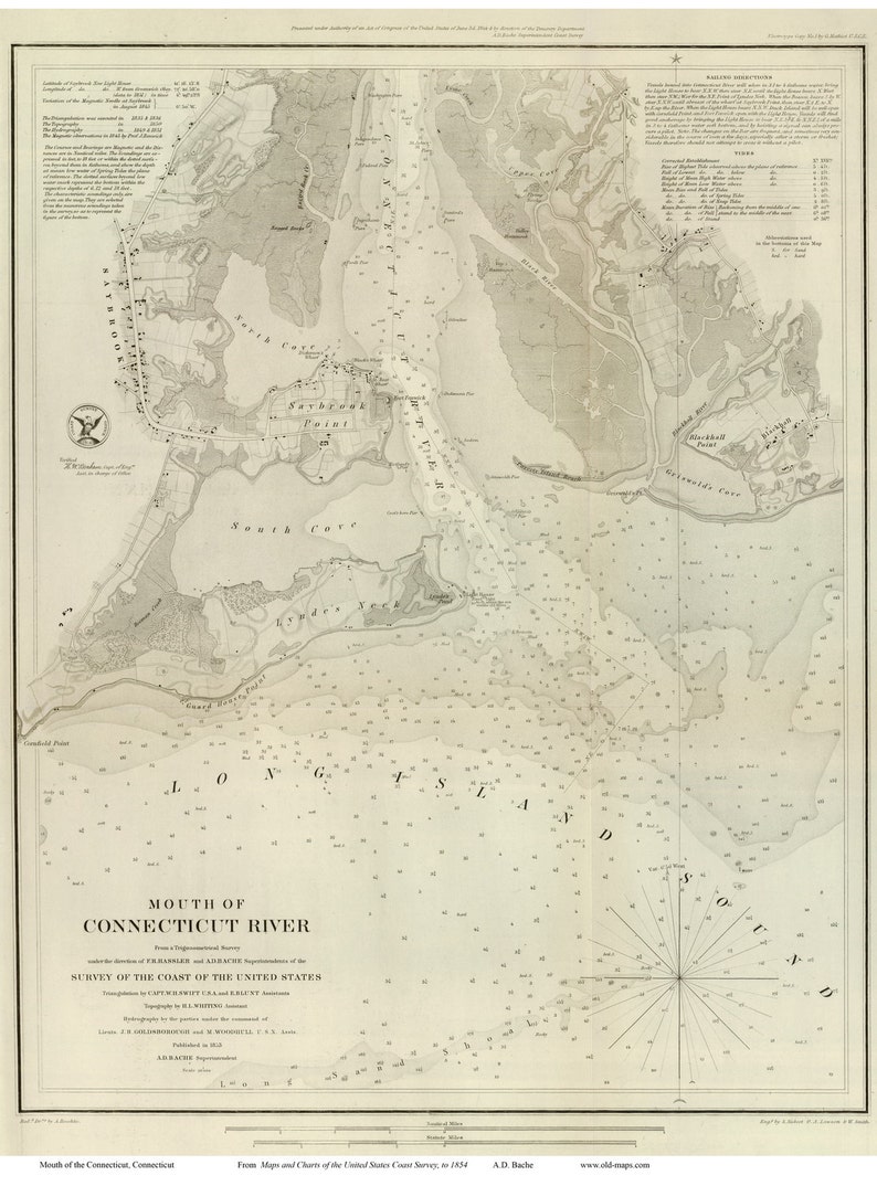 Mouth of Connecticut River - 1853 Nautical Map - Reprint - 18-USA ...
