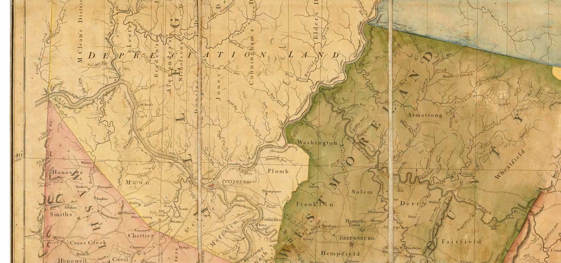 Pennsylvania 1792 Old State Map Howell Early Roads - Reprint - Etsy