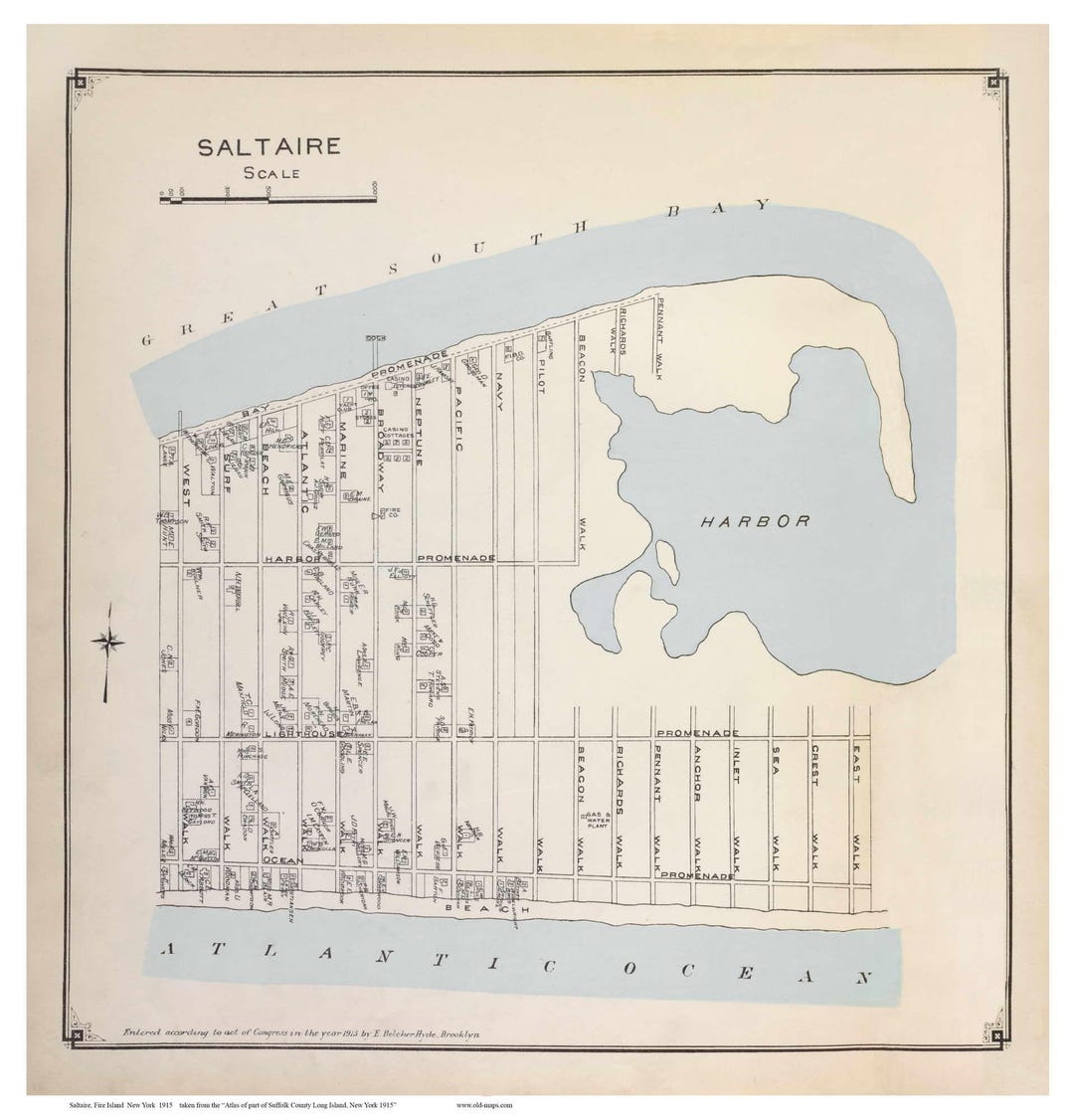 Saltaire - 1915 - Long Island New York - Suffolk Co Atlas V1 Old Town ...