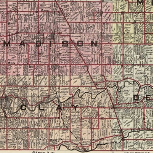 Carroll County Indiana 1898 - Old Wall Map Reprint With Landowner Names ...