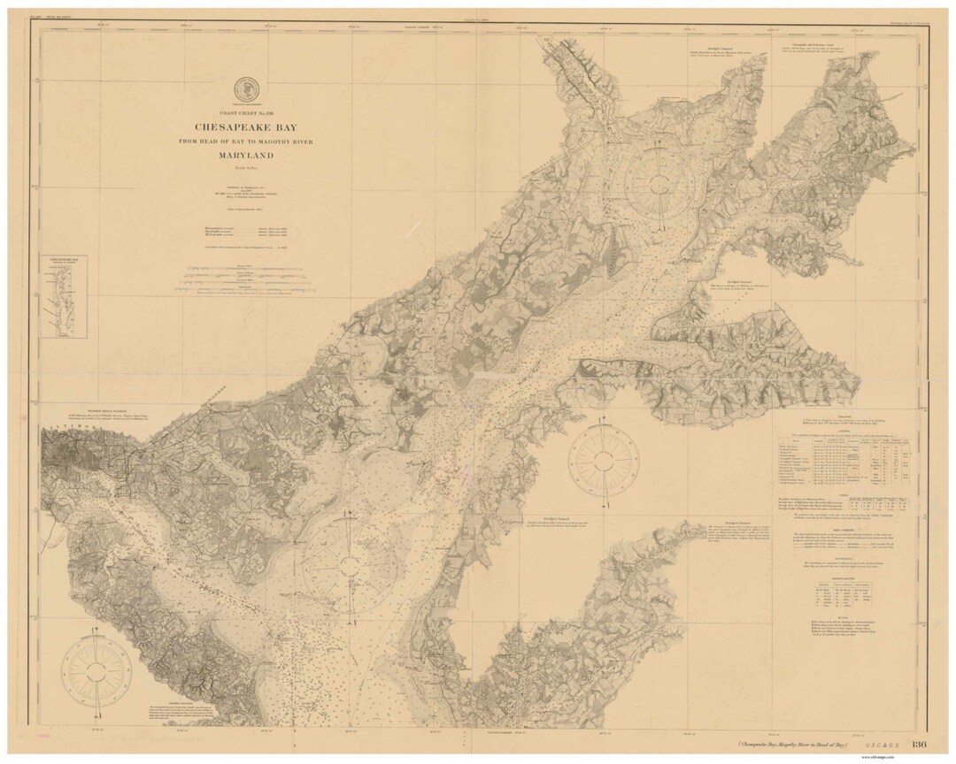 Head of the Bay to Magothy River - 1899 Nautical Map #6 Reprint ...