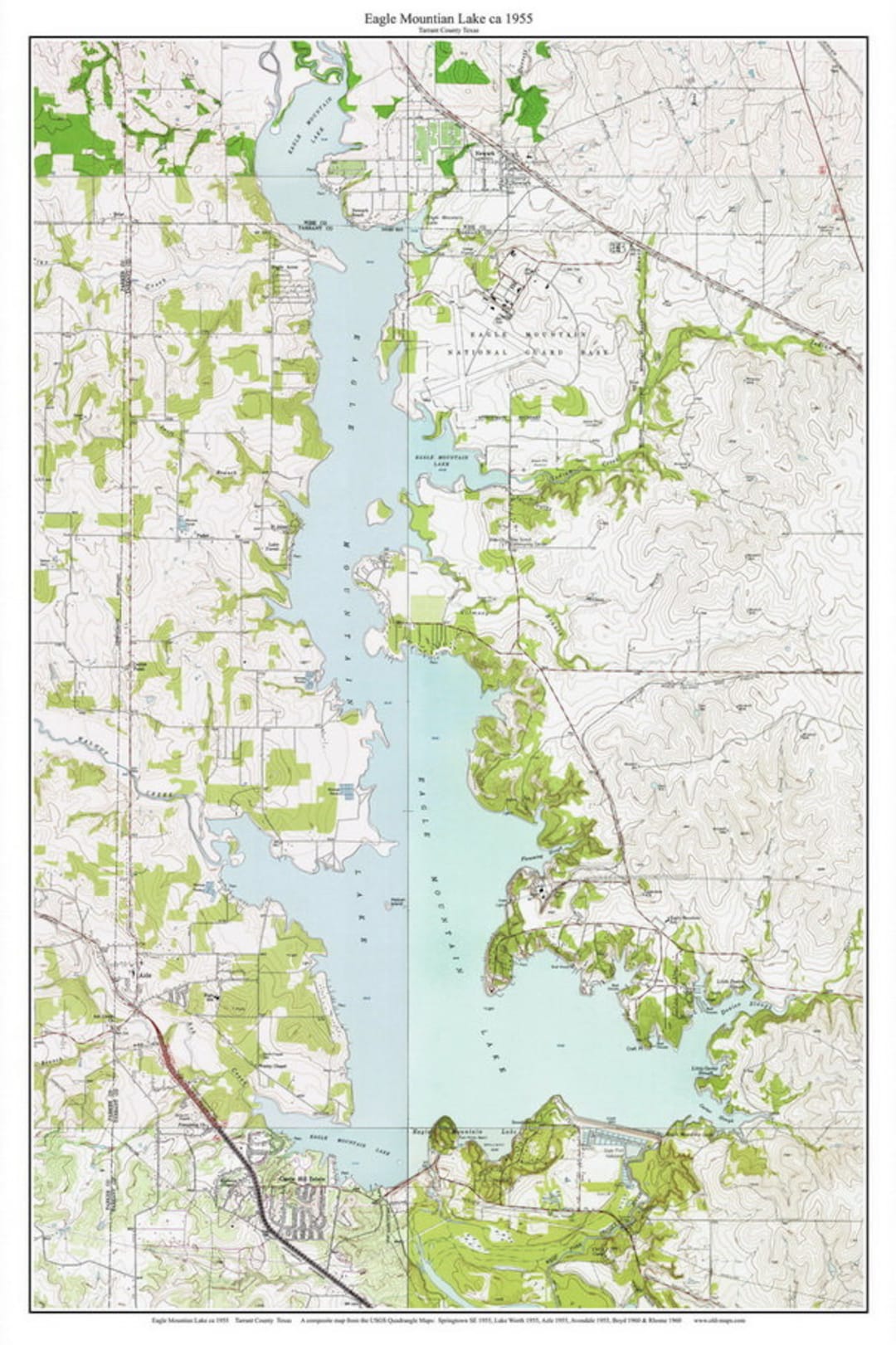 Eagle Mountain Lake - 1955-1960 Texas Old Map - USGS Custom Composite ...