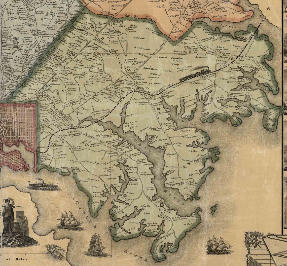 Baltimore County, Maryland 1857 by J.C. Sidney- Old Wall Map Reprint ...
