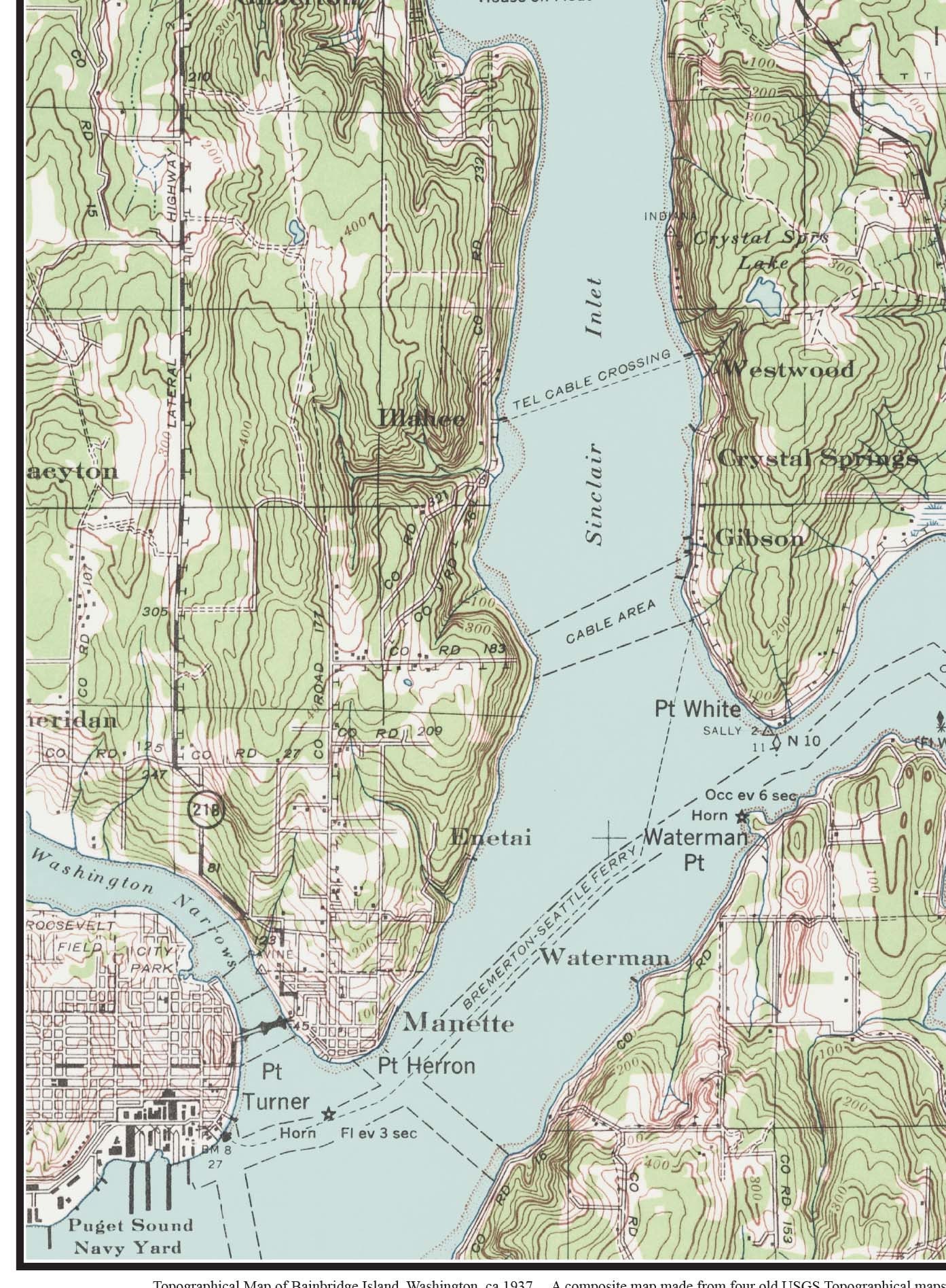 Bainbridge Island Ca. 1937 USGS Old Topographic Map Custom - Etsy UK