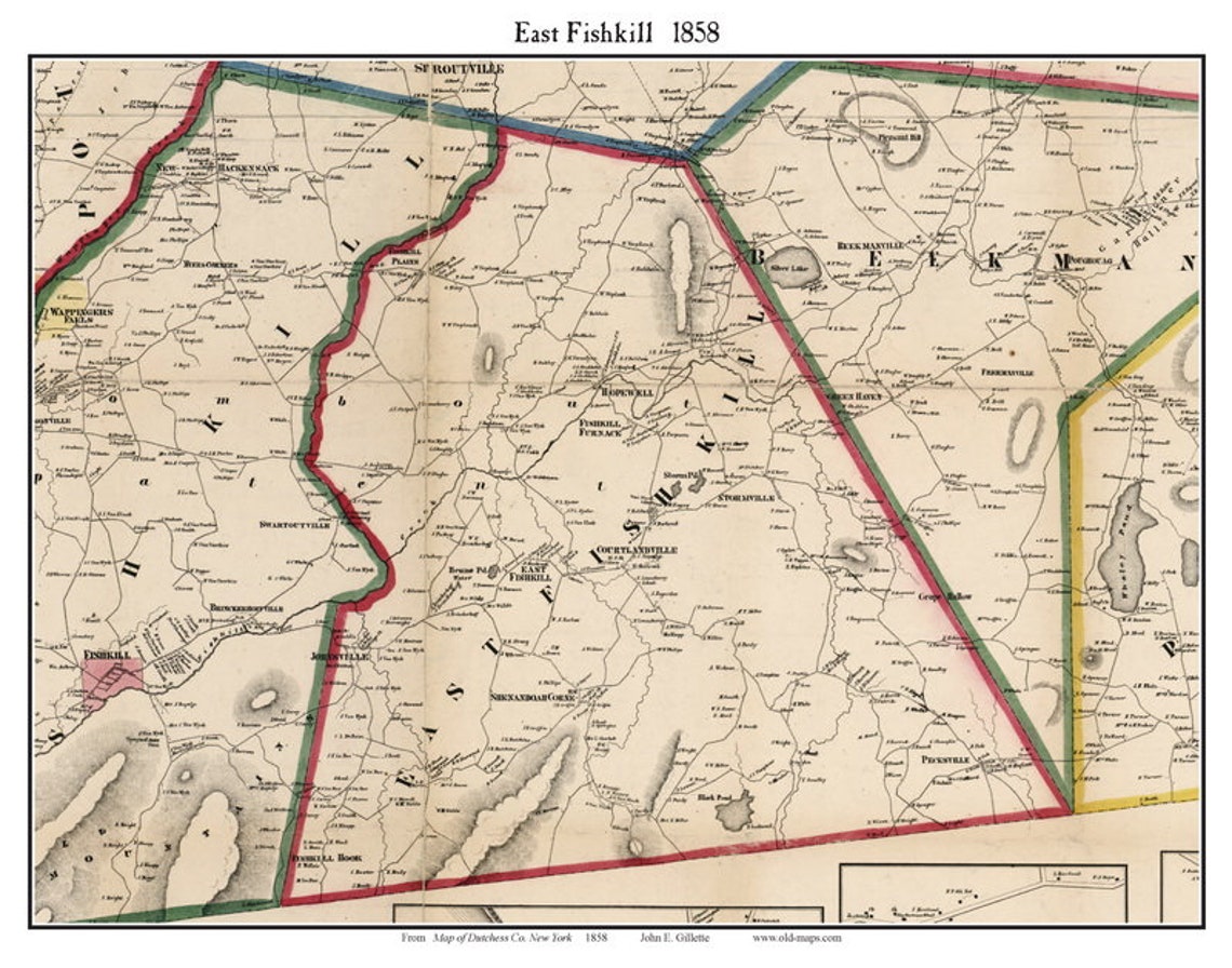 East Fishkill 1858 Old Town Map With Homeowner Names New York Reprint ...
