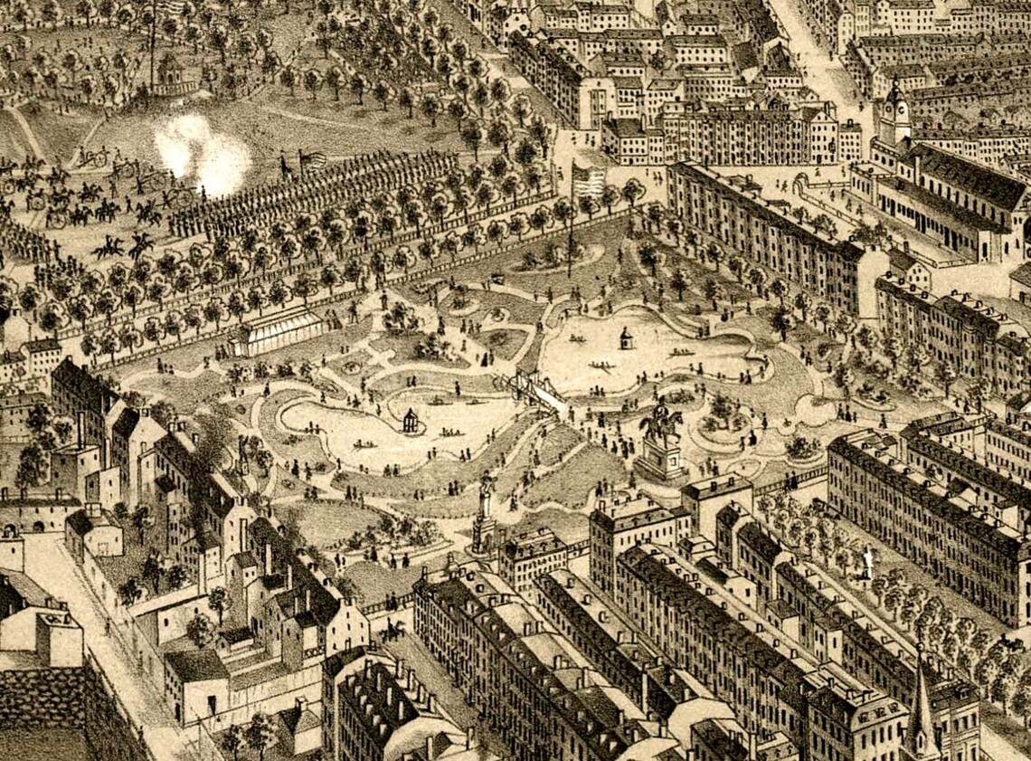 Boston - 1870 - Copy 1 - Birds Eye View by F. Fuchs - Reprint - Etsy
