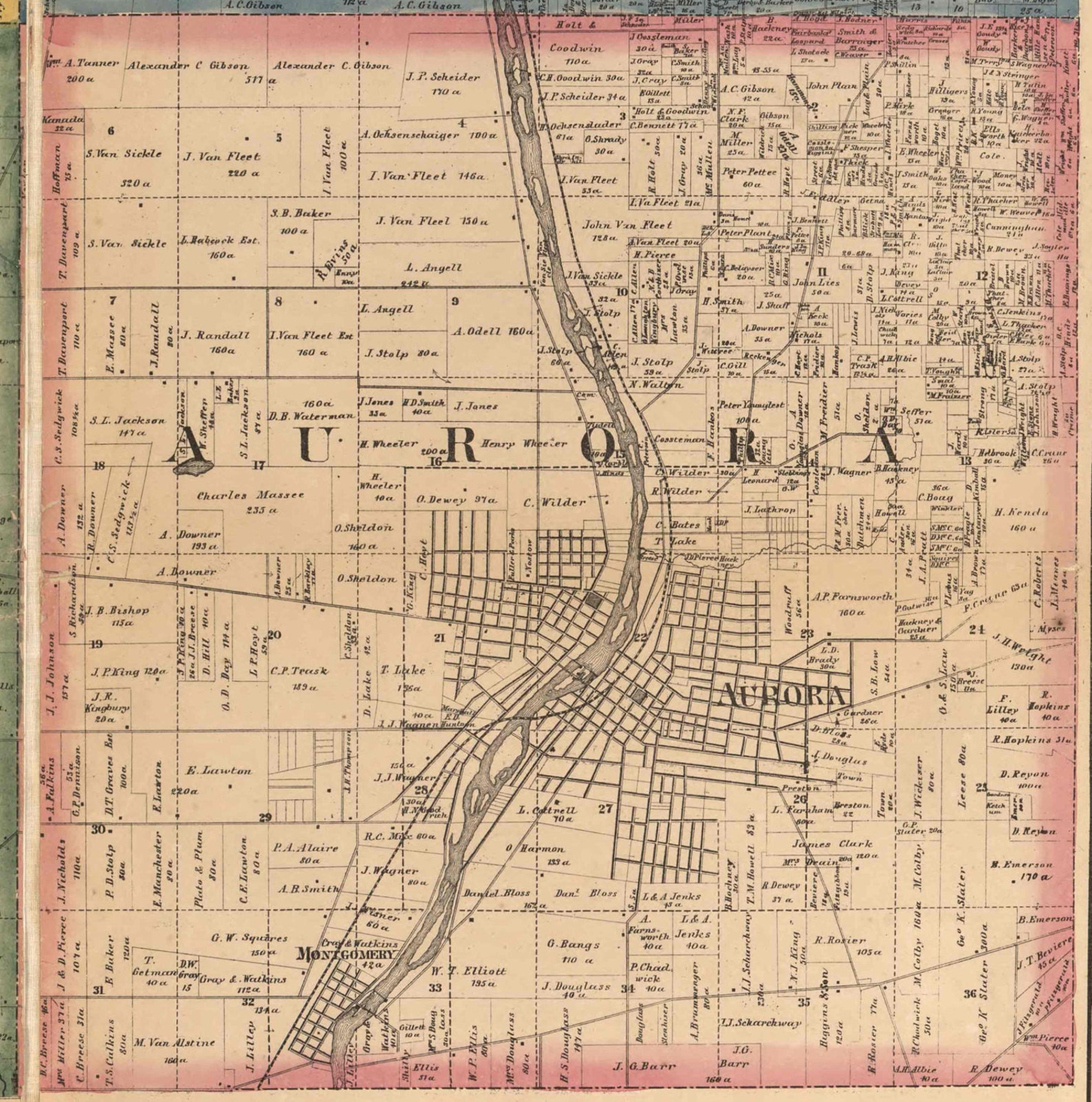 Kane County Illinois 1860 Old Wall Map Reprint With - Etsy