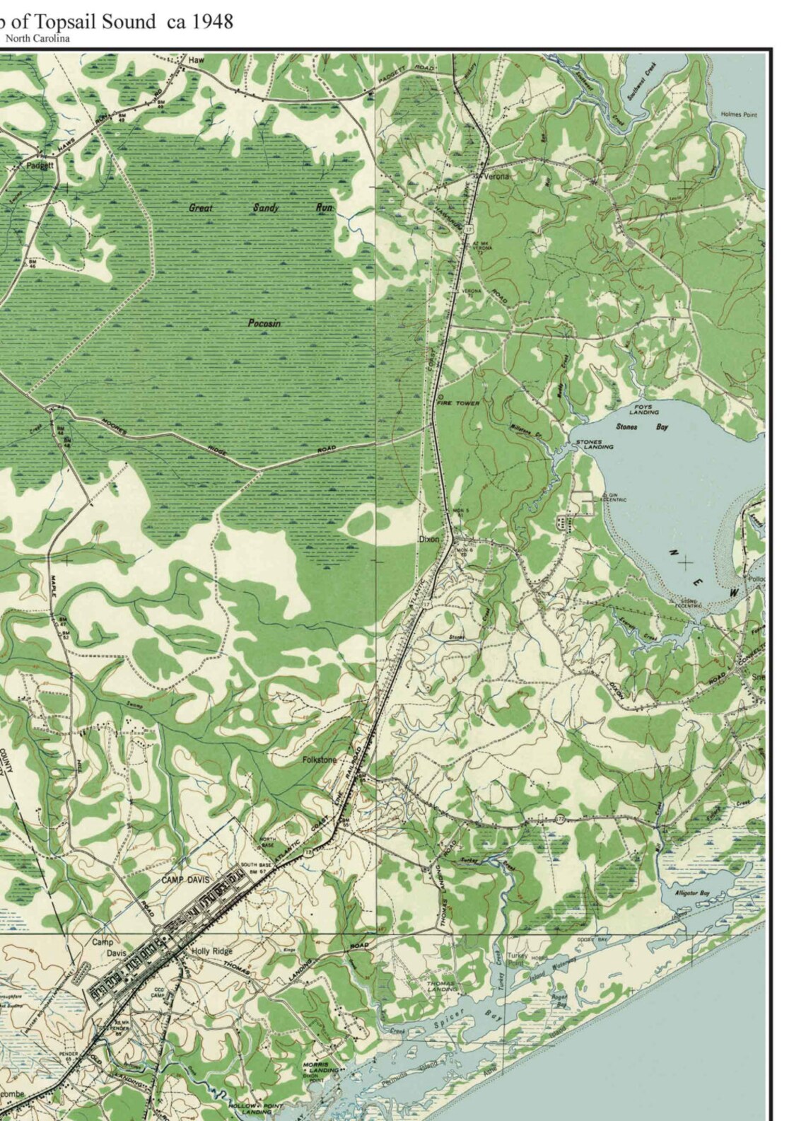 Topsail Sound 1948 Map Old Topographic USGS Custom Composite - Etsy
