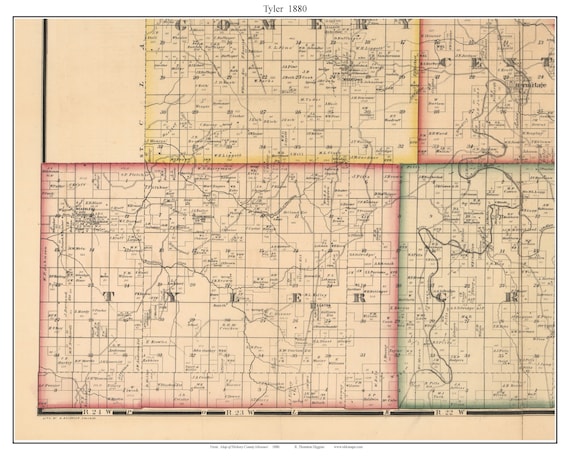Tyler 1880 Old Town Map With Homeowner Names Weaubleau City | Etsy