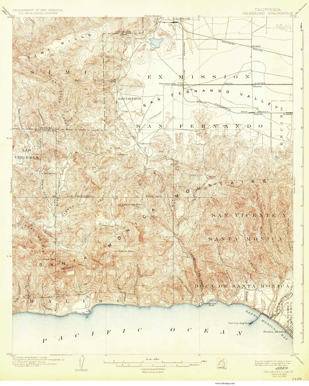 Calabasas 1903 Old Topo Map - Edited Reprint of the Original Quad ...