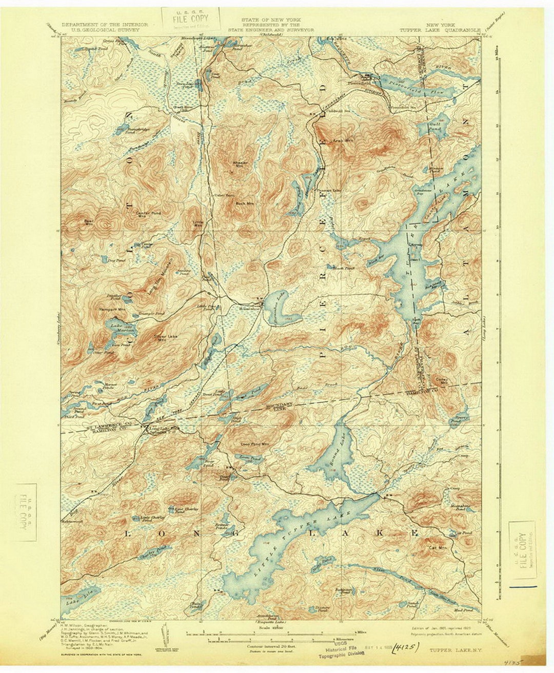 Tupper Lake 1907 (1925) Old Map Piercefield Colton Long Lake Little ...