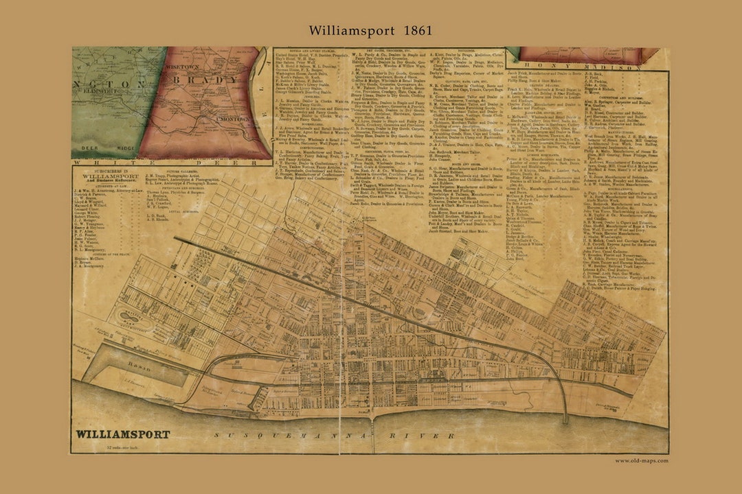 Williamsport Village 1861 Old Town Map With Homeowner Names ...