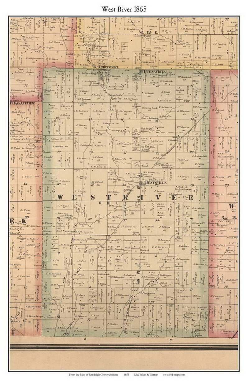 West River 1865 Old Town Map With Homeowner Names Indiana - Etsy