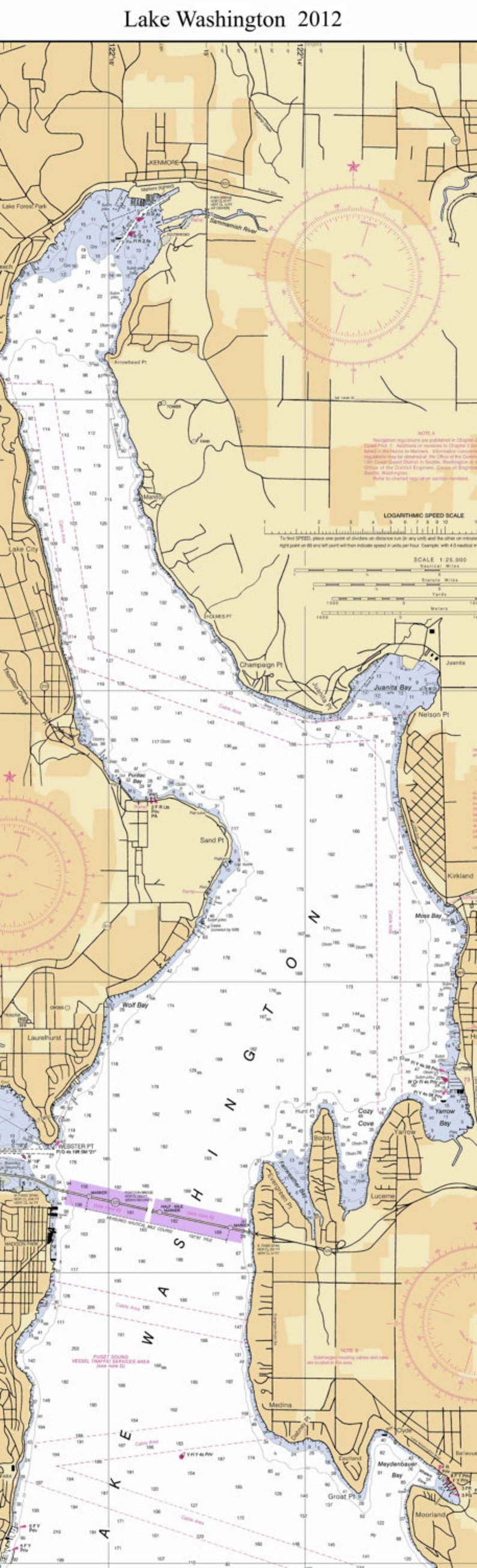 Lake Washington 2012 Nautical Map Washington Reprint PC - Etsy