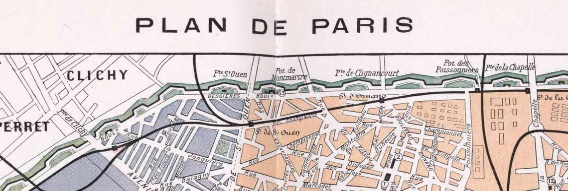 Old Map of Paris 1900 France -- Larousse Atlas -- Detailed Index ...