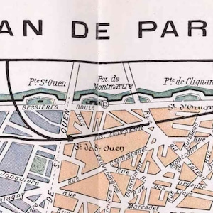 Old Map of Paris 1900 France -- Larousse Atlas -- Detailed Index ...