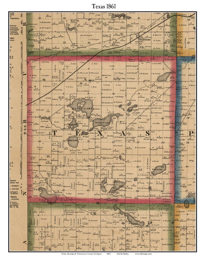 Texas 1861 Old Town Map With Homeowner Names Eagle Lake | Etsy