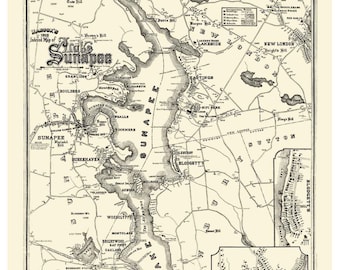 Lake Sunapee NH 1915 Map - House Sites - by Hancox - Custom Reprint ...