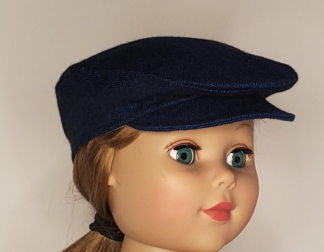 Paperboy Newsboy Cap 18 Inch Doll Navy Blue Flannel Irish Flat Cap Golf ...
