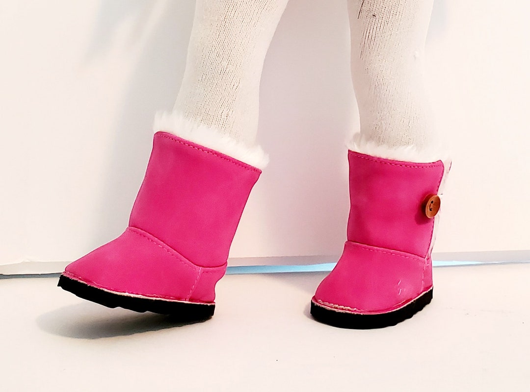 18 Inch Doll Pink Snow Boots Ugg Style Fur Lined Doll Boots FREE DOLL ...