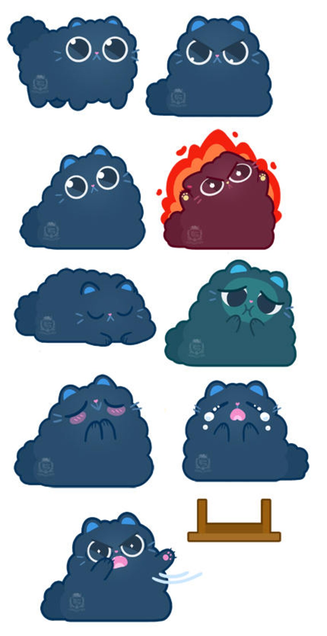 Floof Cat Sticker Set - Etsy