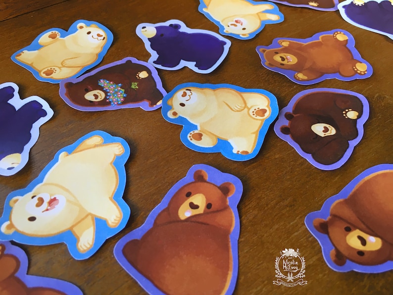 Fuzzy Bear Stickers | Etsy
